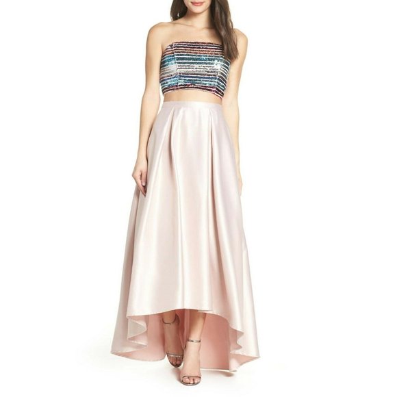 Sequin Hearts | Dresses | Sequin Hearts Blush Pink 2 Pc Gown Defect ...